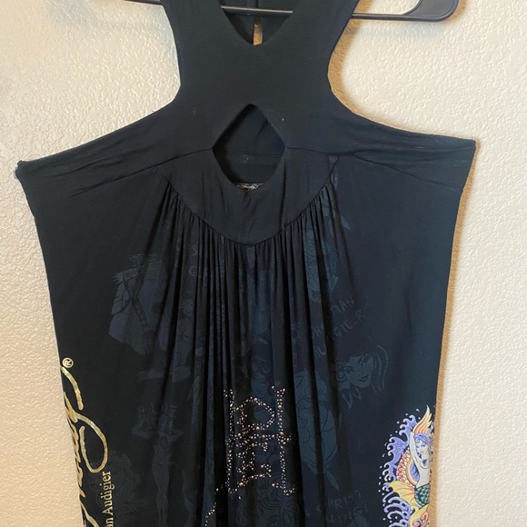 Ed Hardy | Tops | Ed Hardy Cut Out Cold Shoulder Shirt | Poshmark